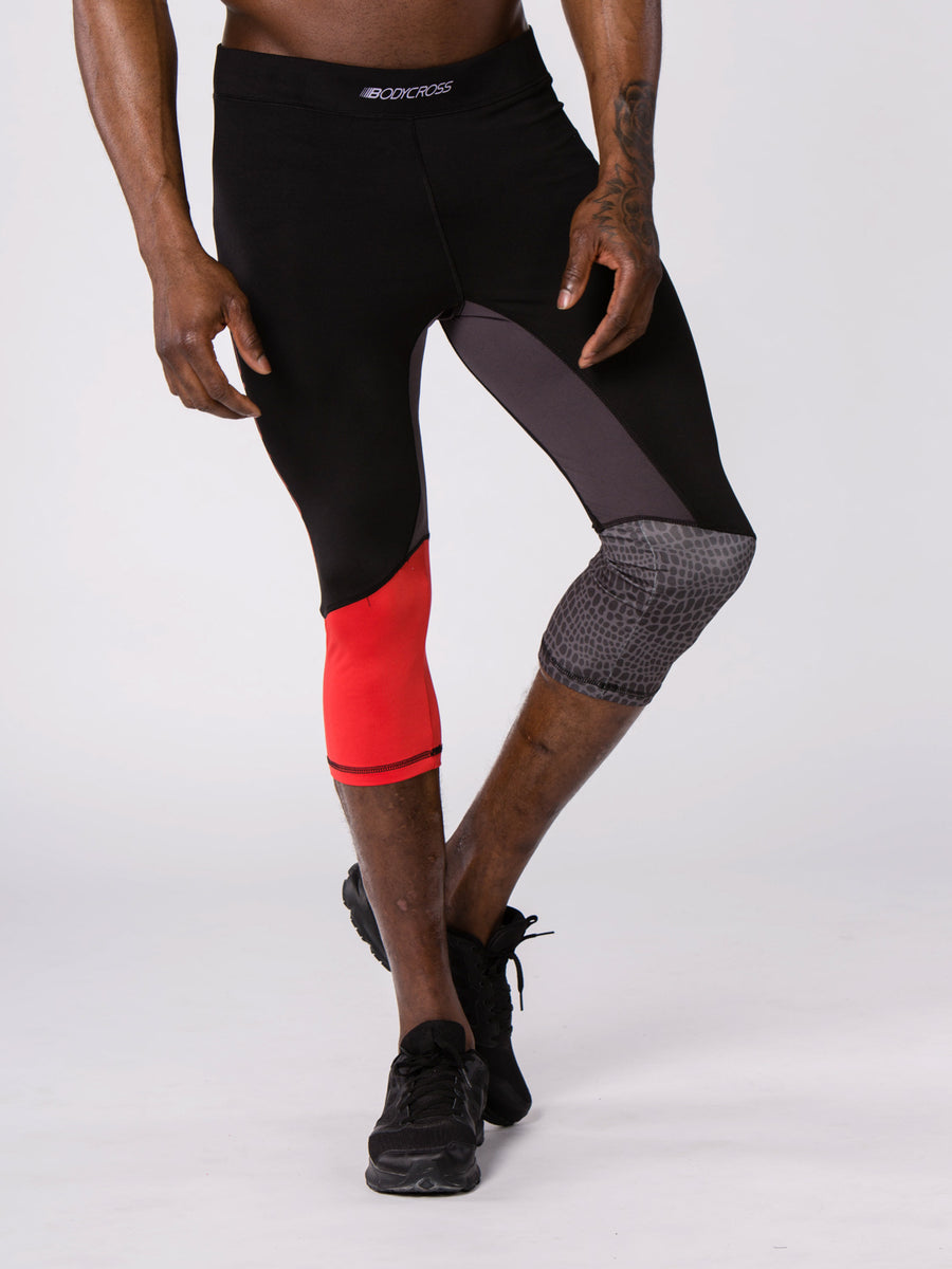 BodyCross Dewi Black - Men's Legging 3/4 pant with signature logo ...